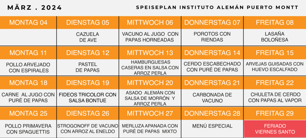 Menú Casino - Instituto Alemán Puerto Montt